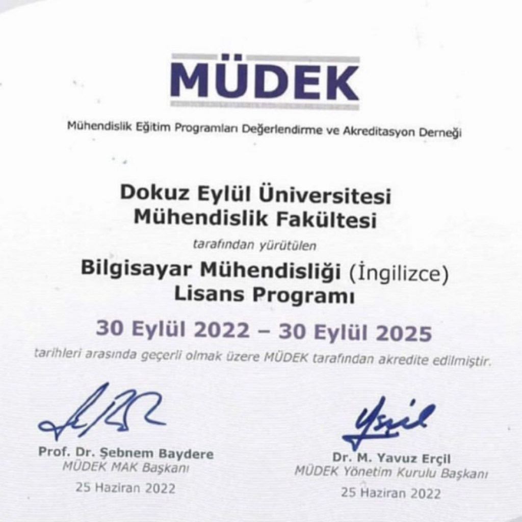 MÜDEK Accreditation and EUR-ACE Label | DEU – Dept of Computer Engineering